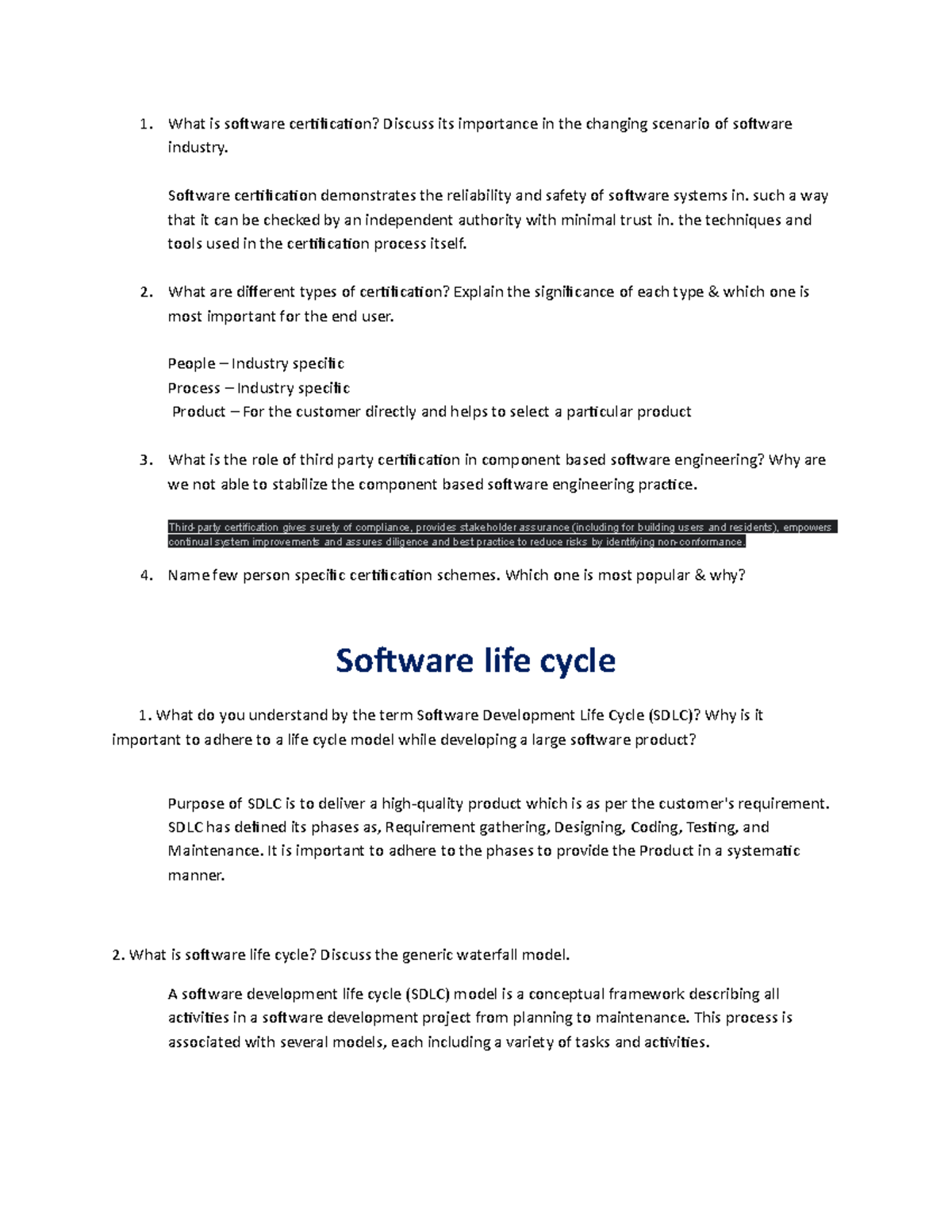 Software Development Life Cycle (SDLC) Overview & Models - CS101 - Studocu