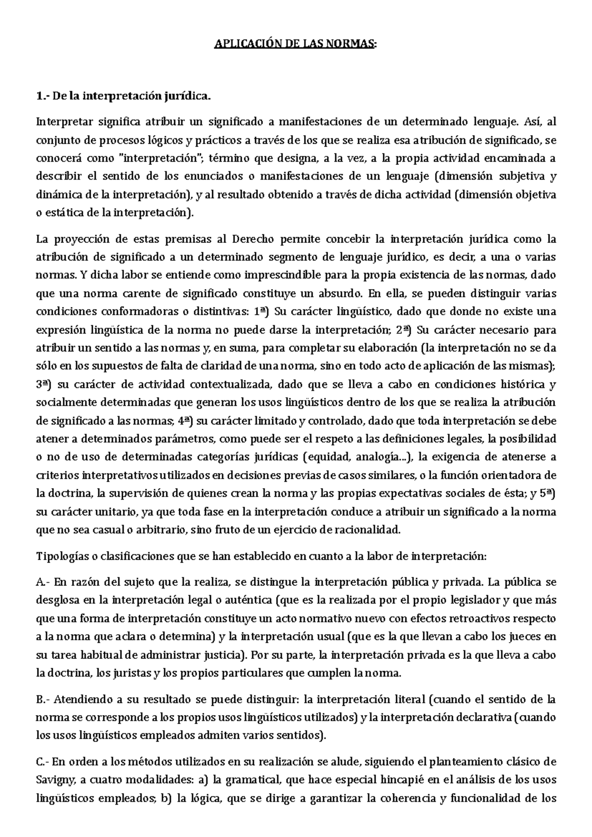 Aplicación Normativa: Interpretación Jurídica y Significado - Studocu