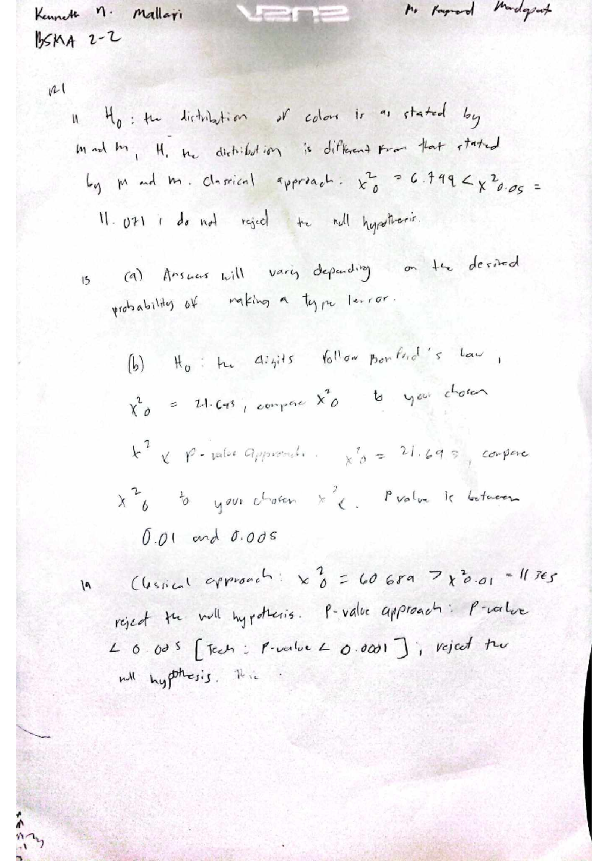 BSMA RI 11 Assignment 8: Statistical Hypothesis Testing Analysis - Studocu