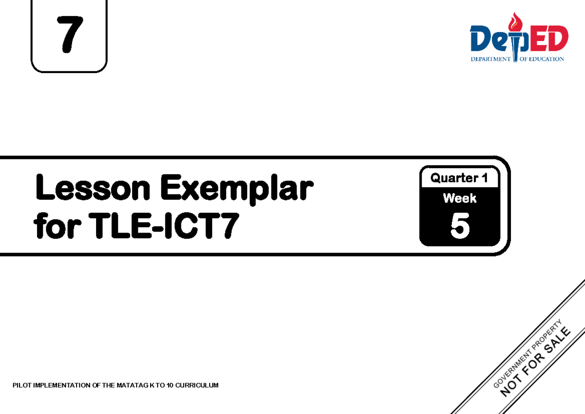 Lesson Exemplar for TLE-ICT 7: Week 5 Curriculum Overview - Studocu