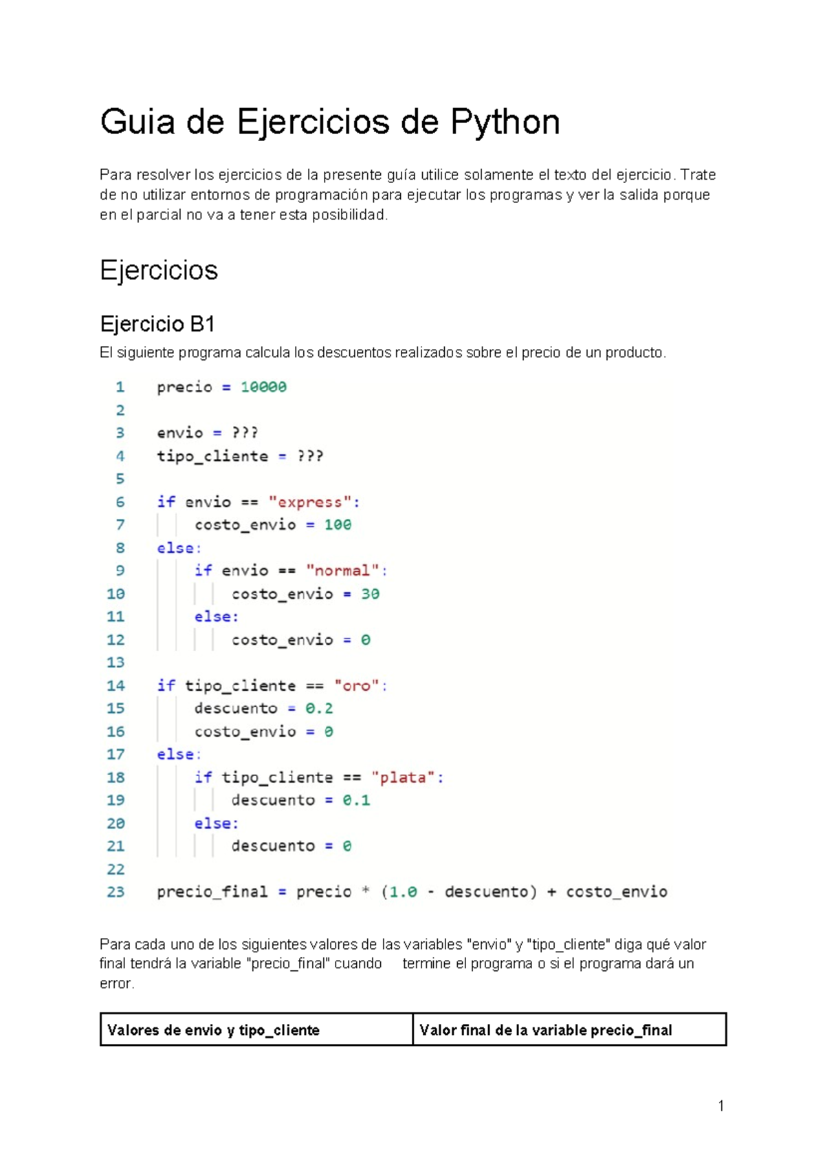 Guía de Ejercicios de Python Básico (escaneado) - Guia de Ejercicios de Python Para resolver los ...