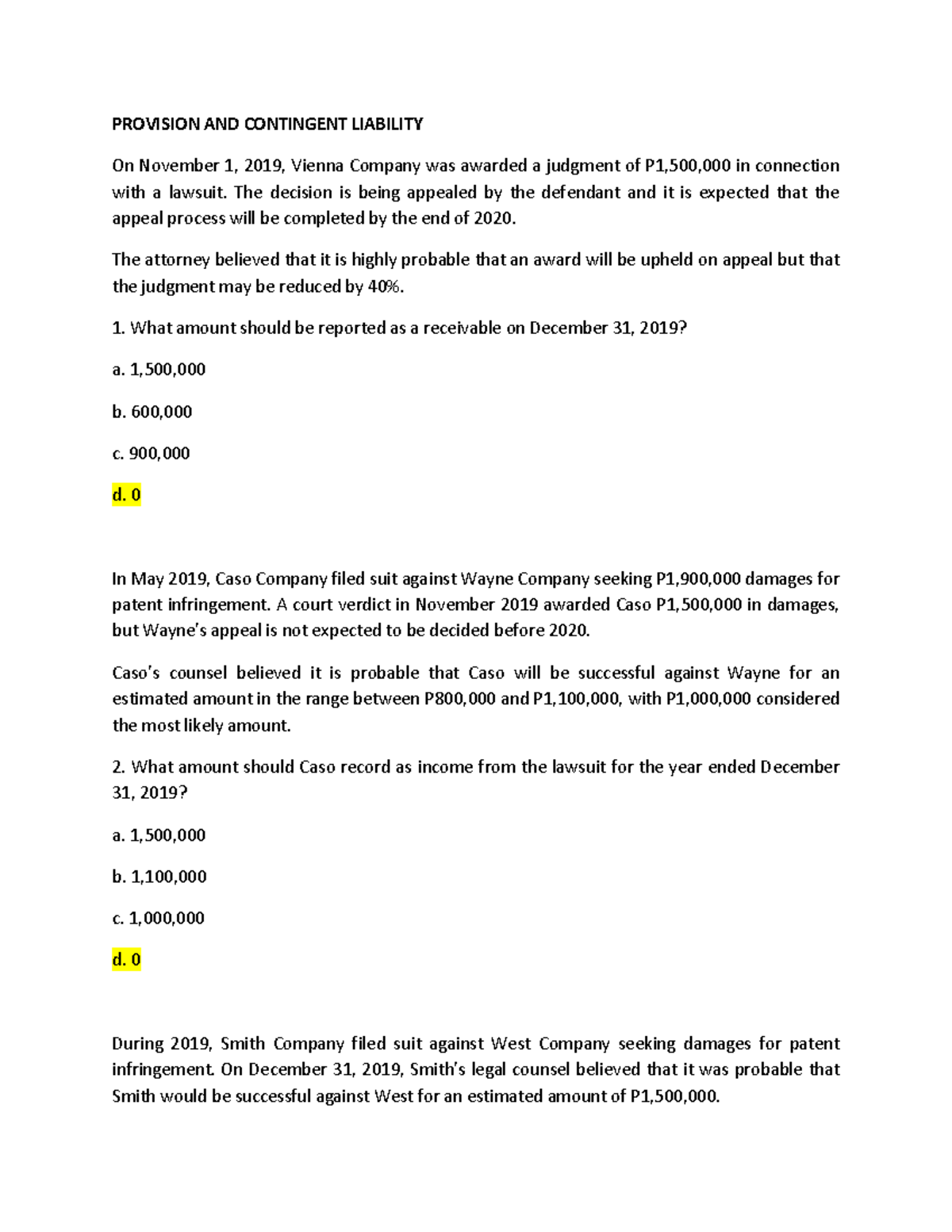 Provision and Contingent Liability Case Study - Problem 12-17 - Studocu