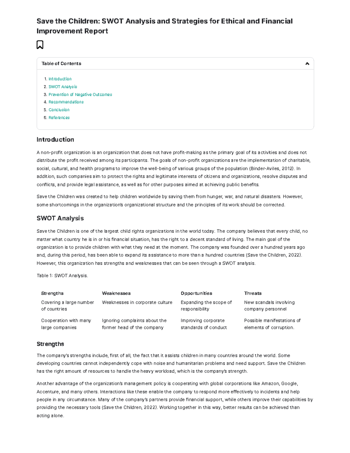 Save the Children: SWOT Analysis & Strategies for Ethical Improvement ...