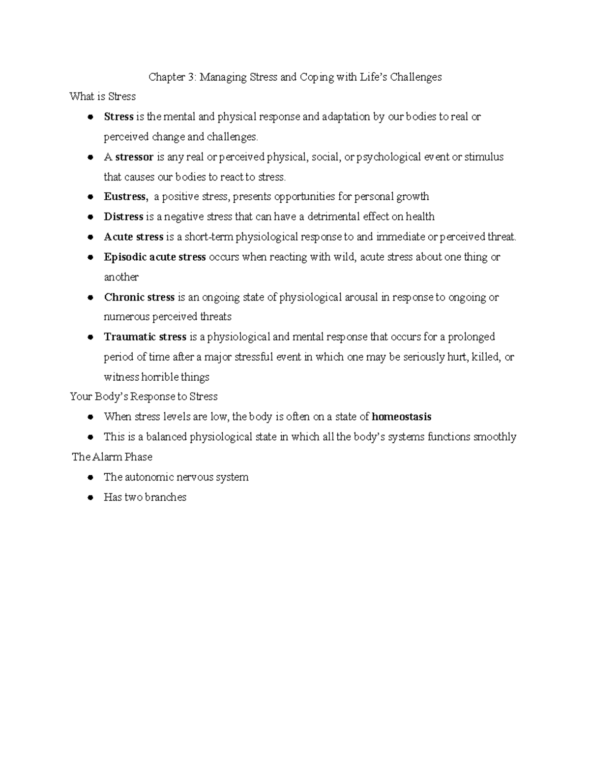 Chapter 3 Notes: Managing Stress & Coping with Life's Challenges - Studocu