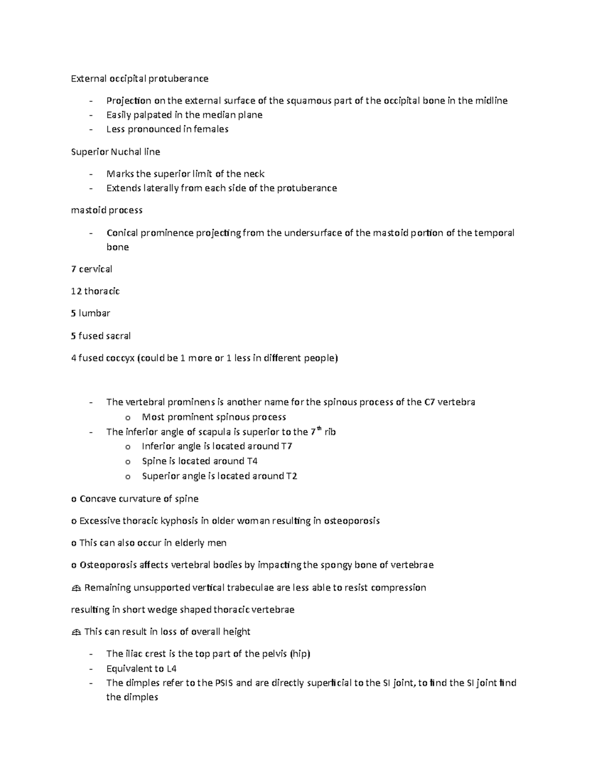 Superficial Back Anatomy: Key Landmarks and Structures - Obj. Notes ...
