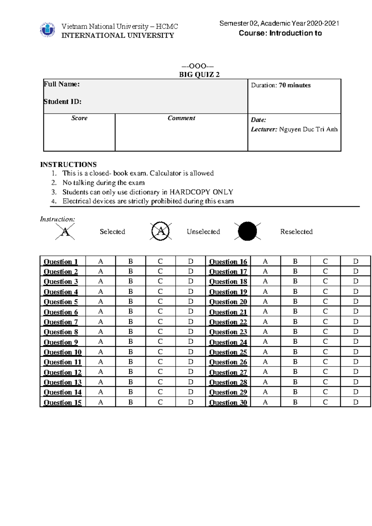 Introduction to Macroeconomics - BIG QUIZ 2 Sample Test - Studocu