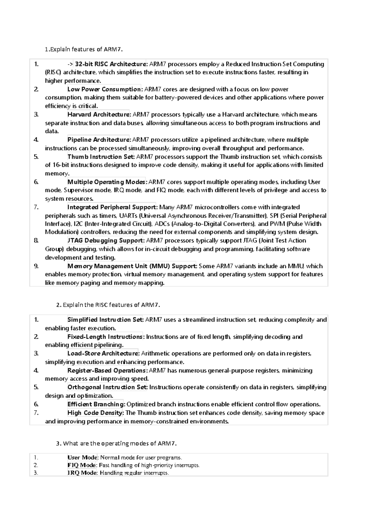 EP Oral Questions with Solutions for ARM7 Architecture and Features ...