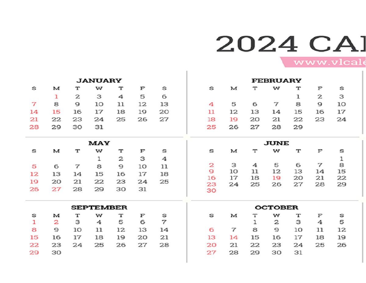 2024 Calendar Overview - Monthly Breakdown for Easy Reference - Studocu