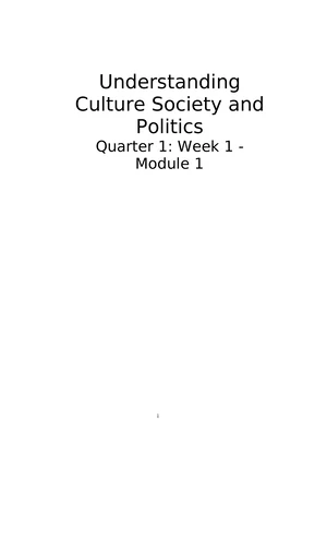 UCSP Module 2 - i Understanding Culture Society and Politics Quarter 1 ...