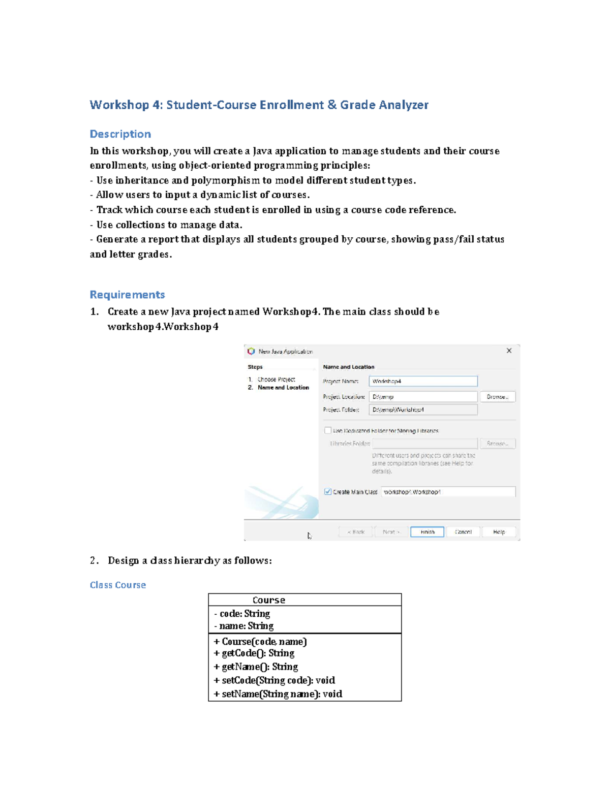Workshop 4: Java Enrollment Grade Analyzer Project - Studocu