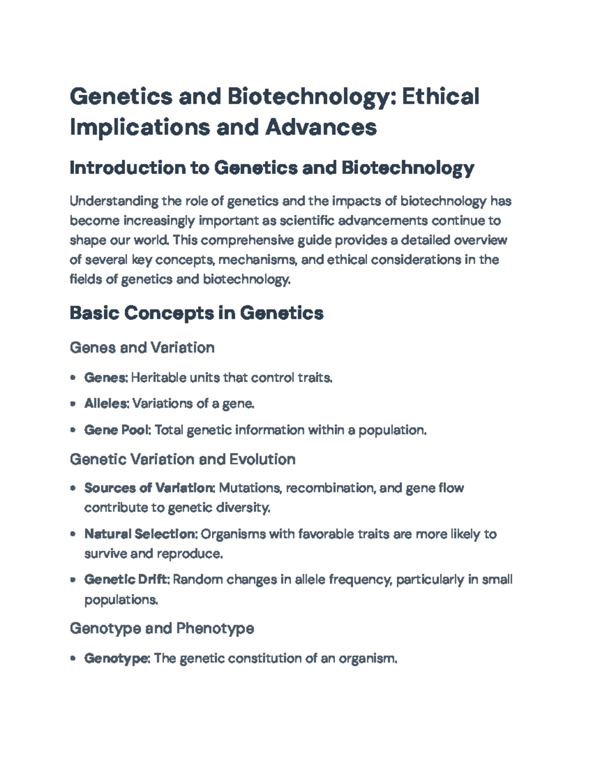 Ethical Implications and Advances in Genetics and Biotechnology ...