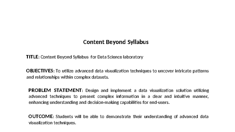 Data Science Lab: Advanced Visualization Techniques Guide - Studocu
