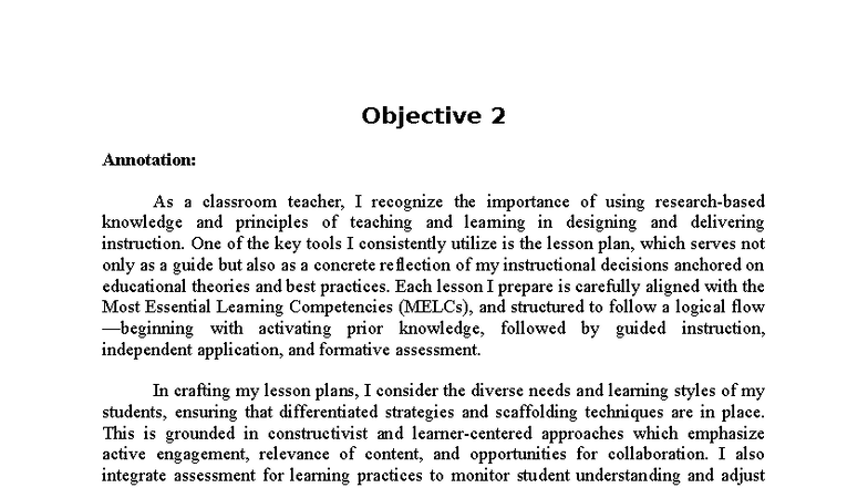 Teaching Annotations: Objectives 2, 10, 13, & 14 Insights - Studocu