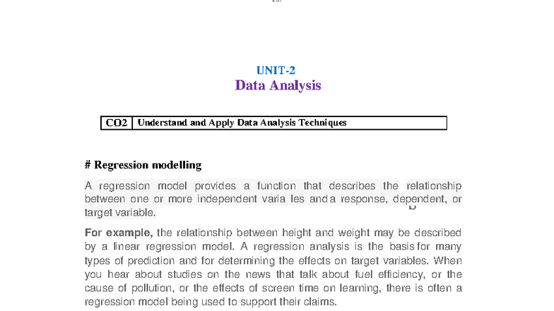 Data Analysis Techniques: Regression Models and Multivariate Analysis ...