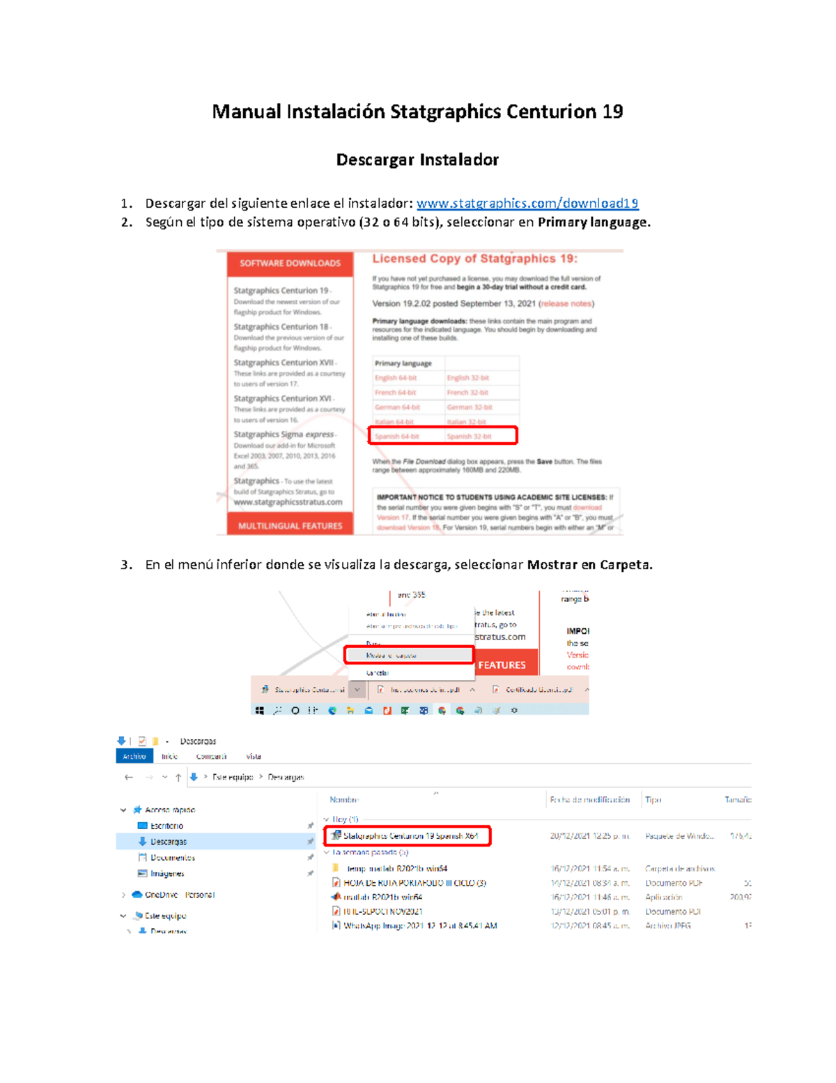 MI-Statgraphics Centurion 19: Guía de Instalación y Activación - Studocu