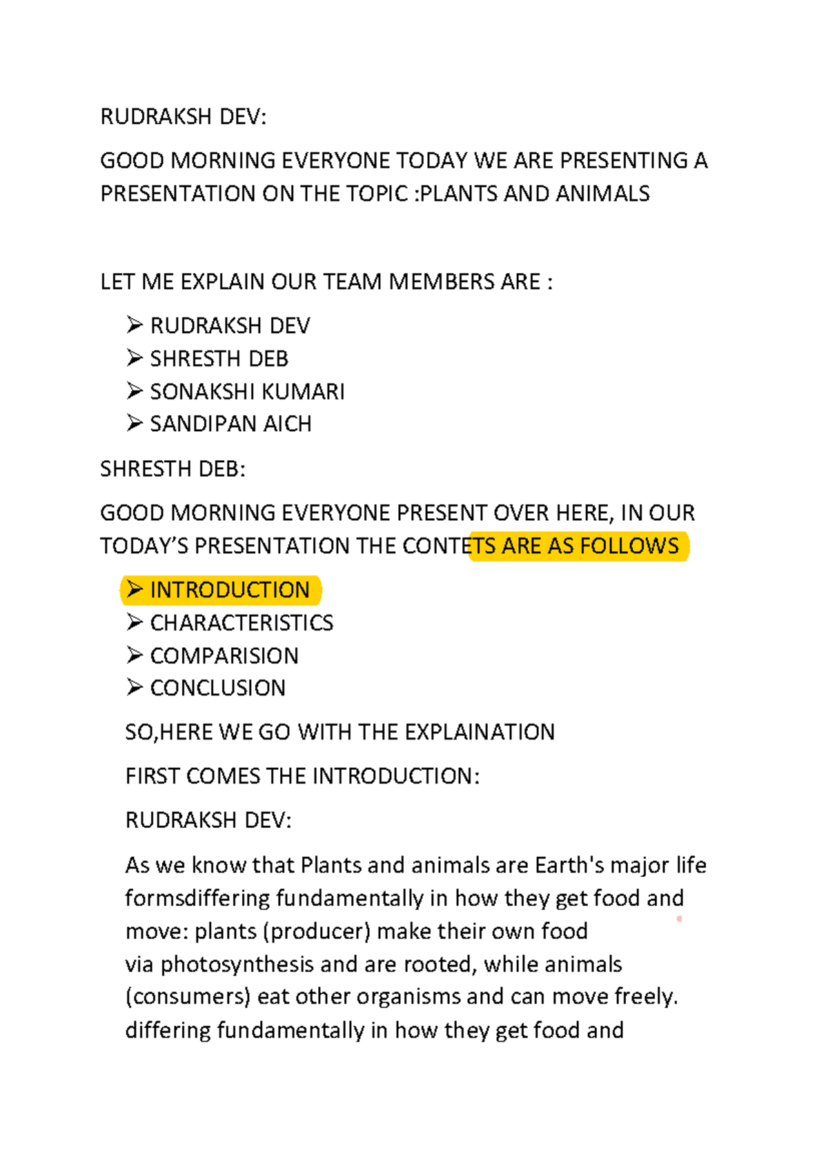 Science Presentation: Plants and Animals Overview - Studocu