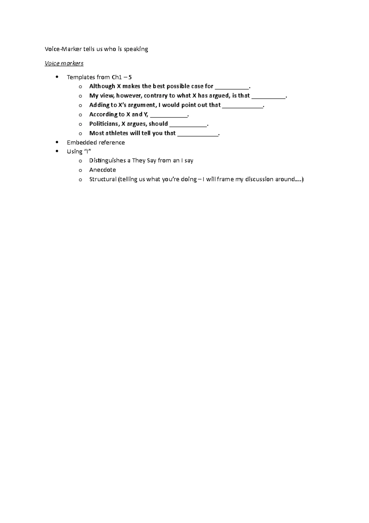 They Say/I Say Chapter 3 Notes - CHAPTER 3: THEY SAY He Himself Puts ...