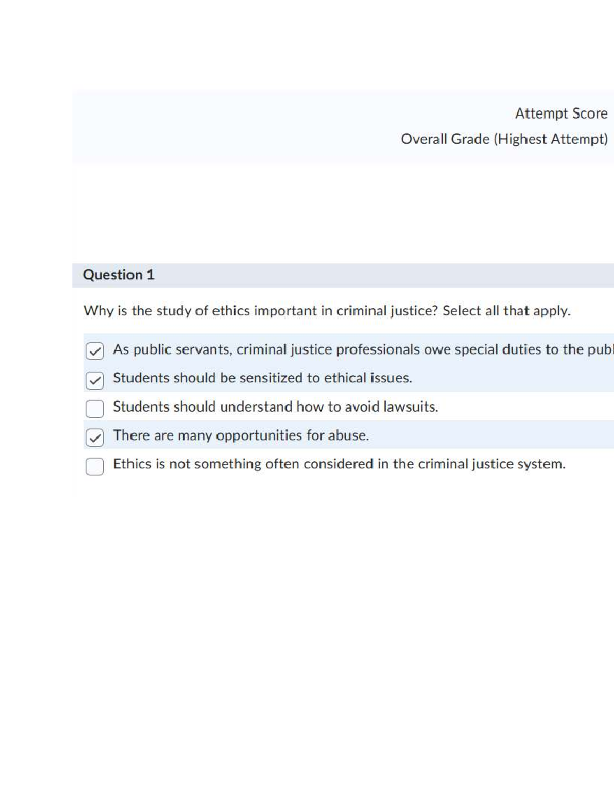 3-3 Quiz: Ethics in Criminal Justice and Professional Conduct - Studocu