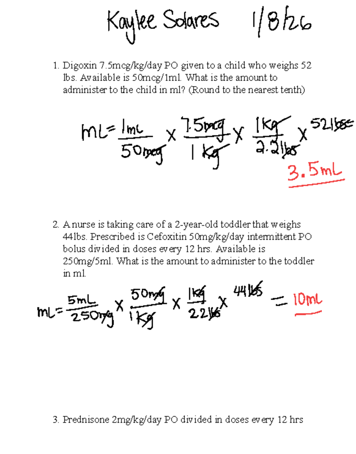 Med Math Practice A: Pediatric Dosage Calculations - Studocu