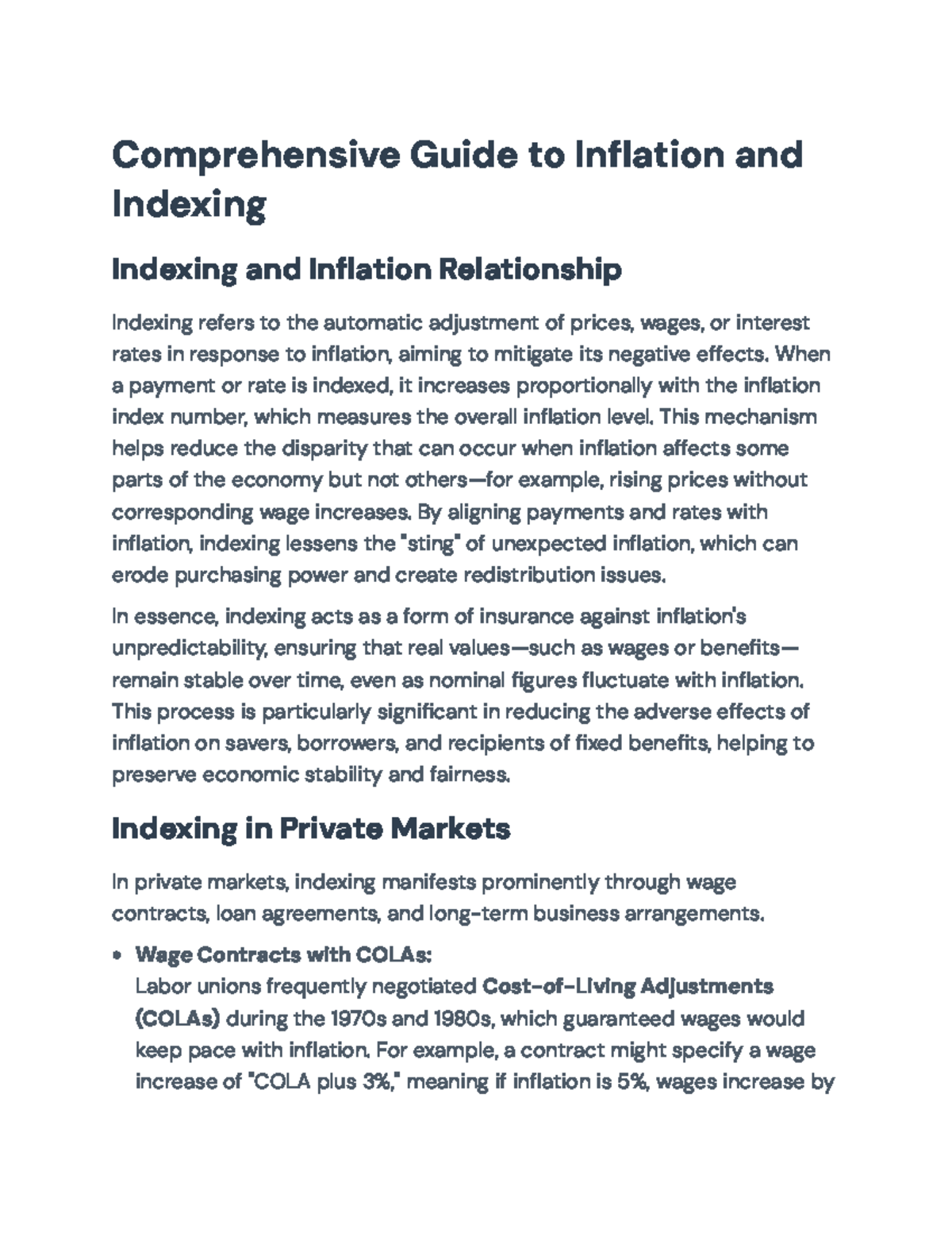 Comprehensive Guide to Inflation Dynamics & Indexing Policies - Studocu