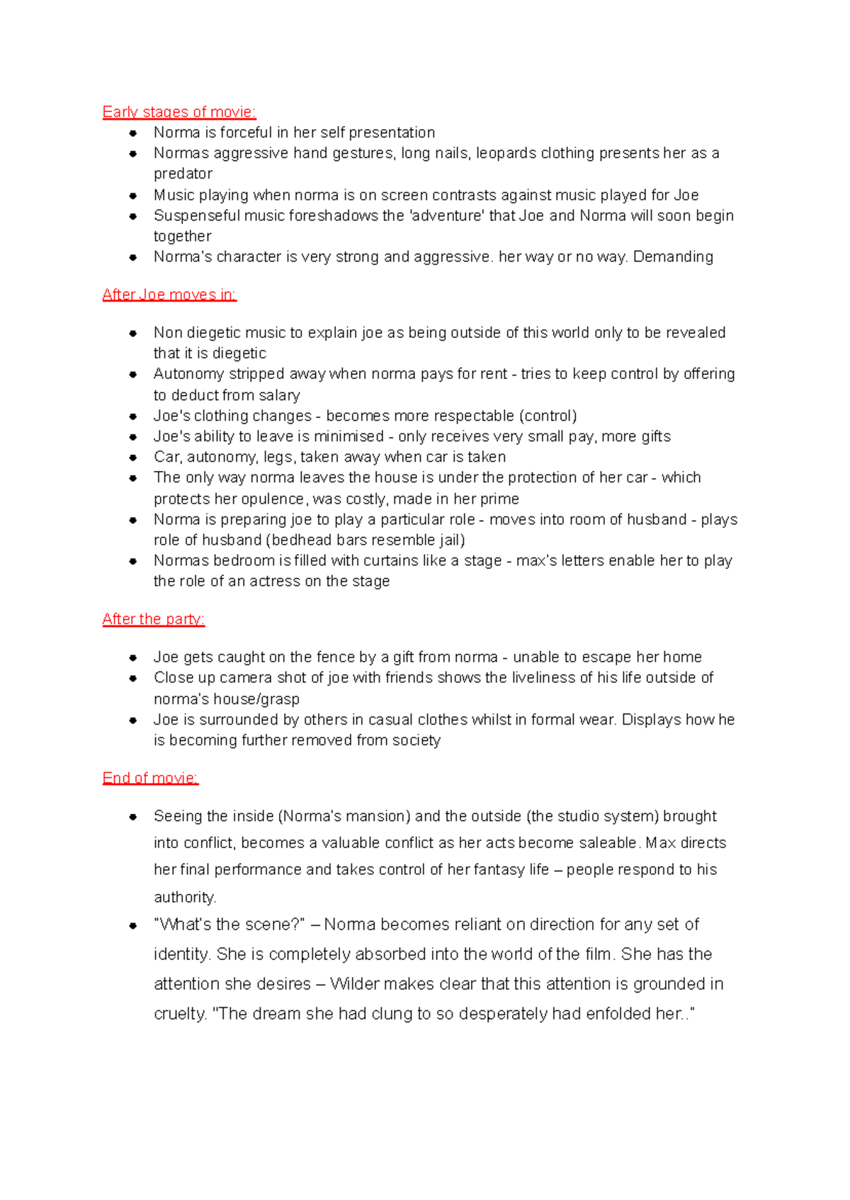 Sunset Boulevard (FILM 101): Character Analysis & Cinematic Techniques - Studocu