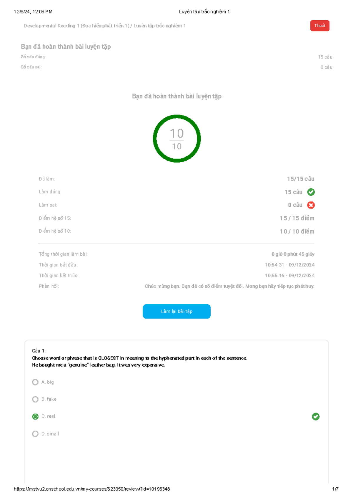 Developmental Reading 1 - Practice 1B - Answer Key Summary - Studocu