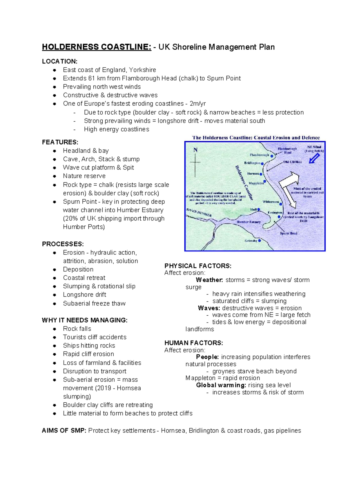 Case Study: Holderness Coastline Shoreline Management Plan (SMP) - Studocu