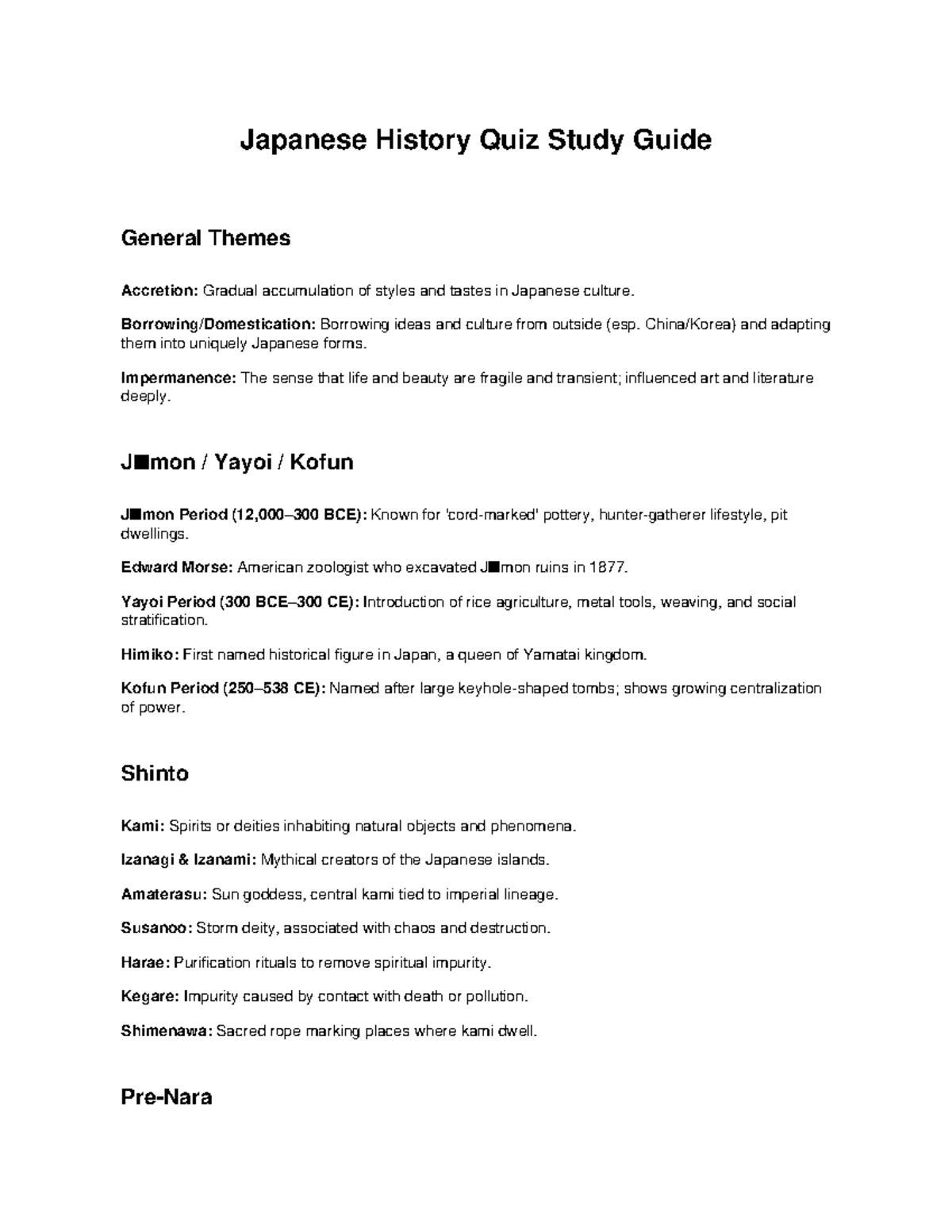 Japanese History Quiz Study Guide: Key Themes & Periods Overview - Studocu