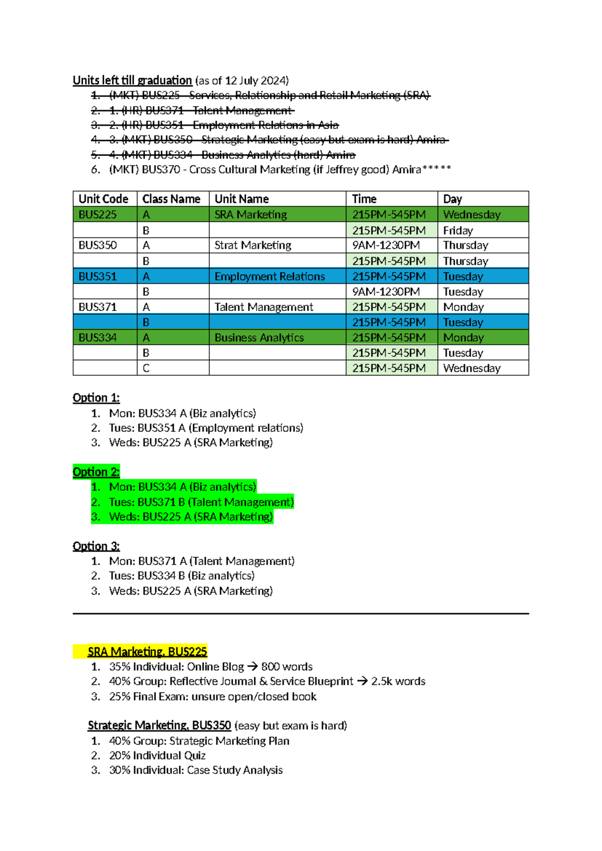 TSA 2024 Unit Selection & Graduation Requirements Overview - Studocu