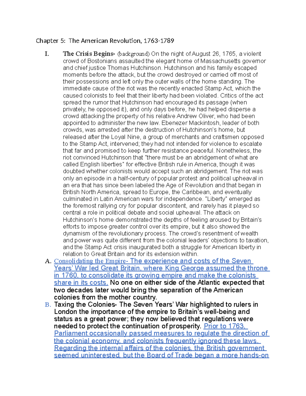 Chapter 5: The American Revolution (1763-1789) - Key Events & Ideas ...