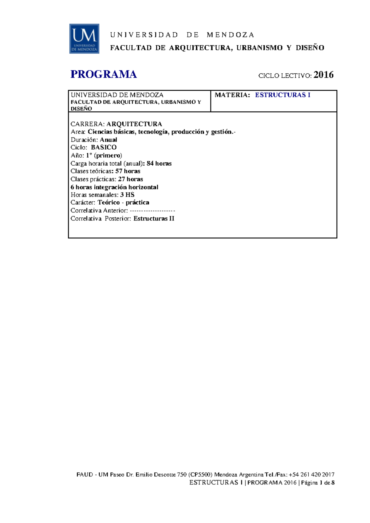 Estructuras I - MP - TP1: Exigencias Estructurales de Edificios - Studocu