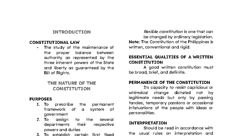 Constitutional Law 2: Understanding the Framework and Principles - Studocu