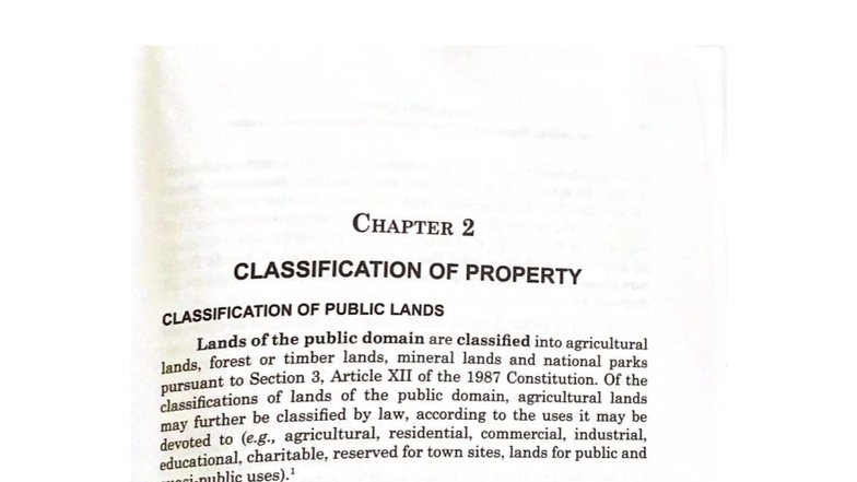 CHAPTER 2: Classification of Property and Public Lands (C.A. No. 141 ...
