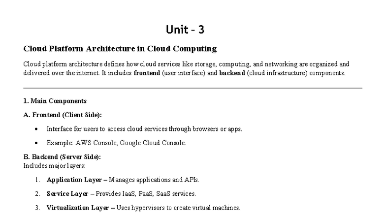 Unit 3 Cloud Platform Architecture - Detailed Notes (CC U3 SEM) - Studocu
