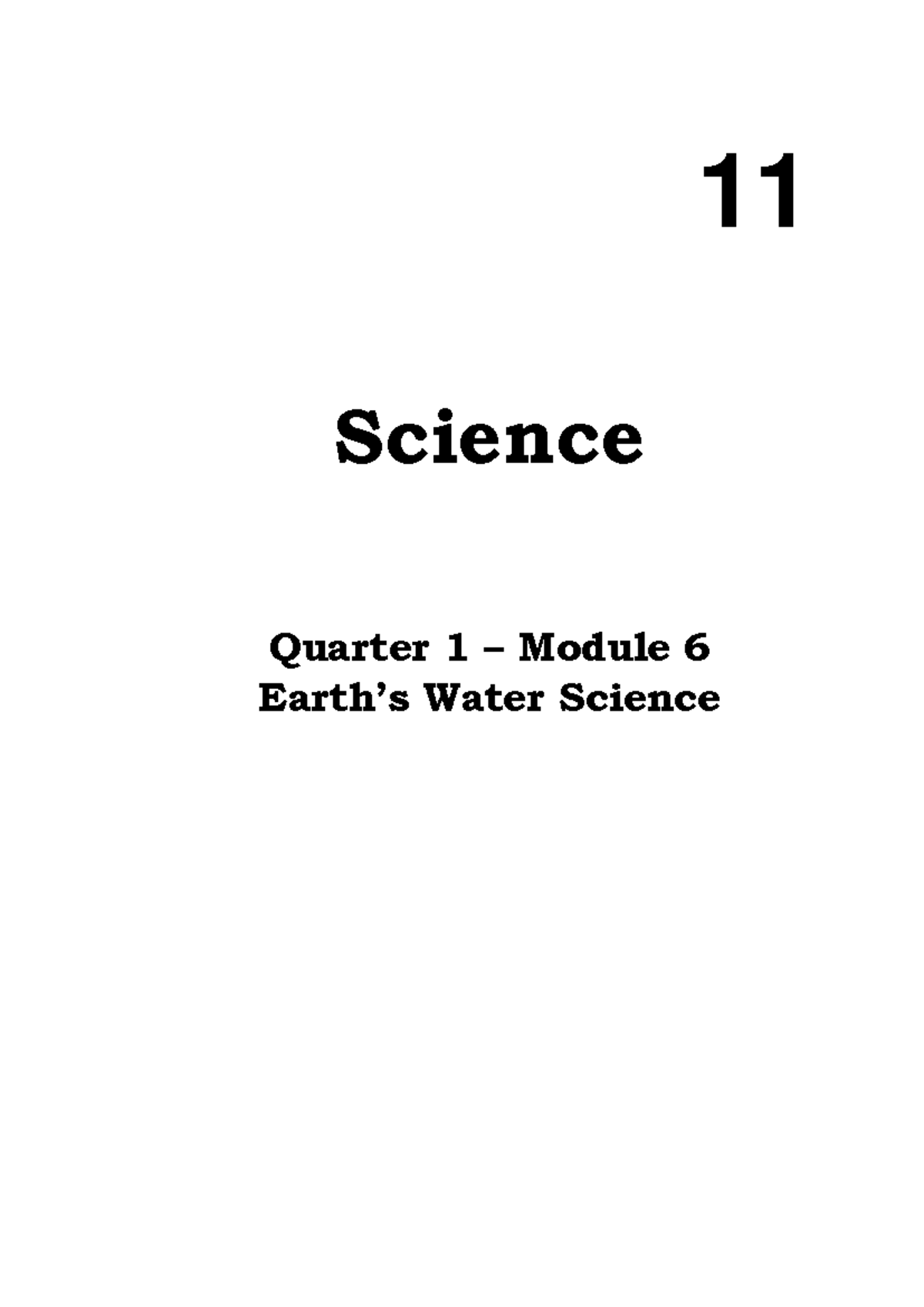 Q1 Earth Science Module 6: Water Science and Human Impact - Studocu