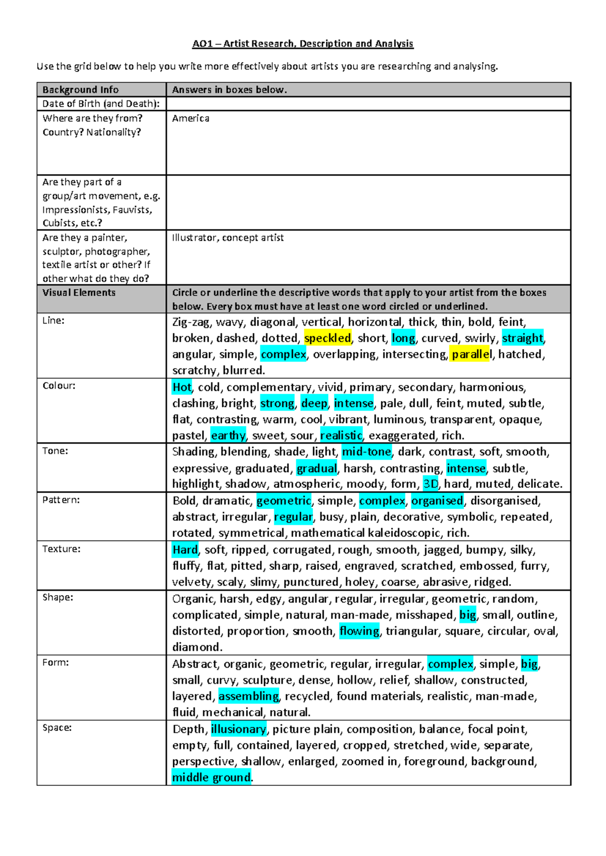AO1: Artist Research & Analysis Guide for Student Projects - Studocu