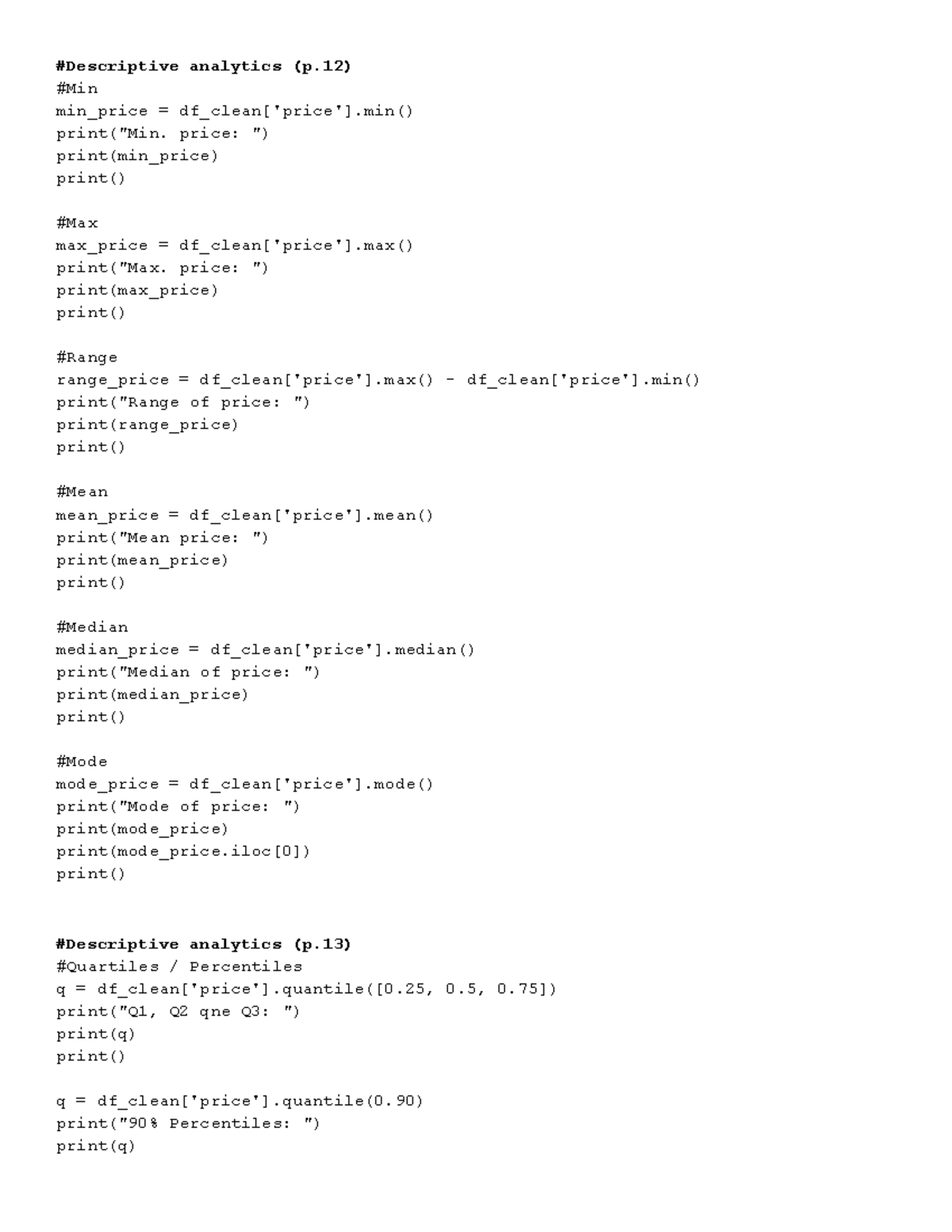Week 5 - Sample Code for Analytics (p.12-19) - Studocu