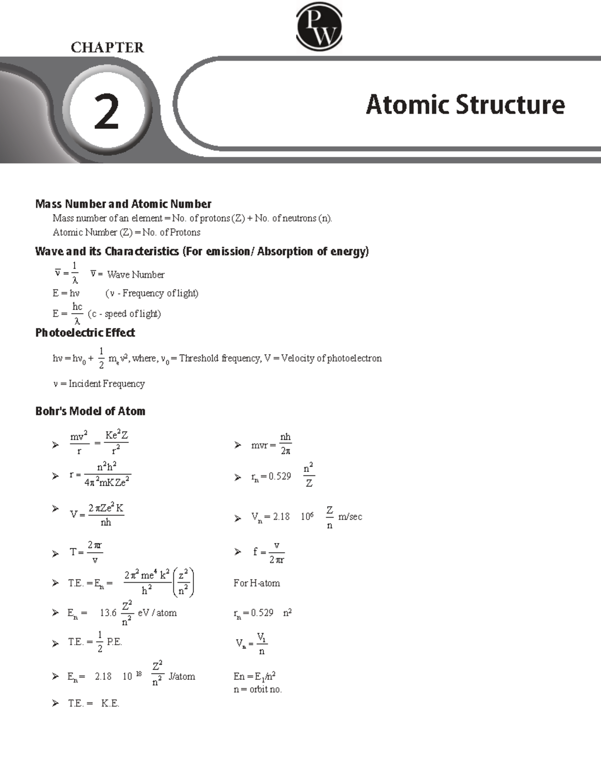 6499736712341100190442 b0 ## 02 Atomic Structure Theory - CHAPTER 2 Atomic Structure Mass Number ...