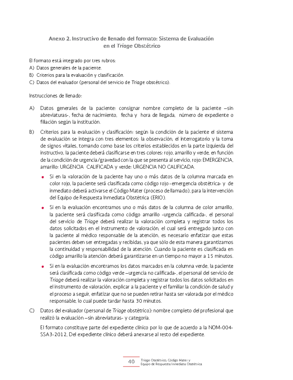 Instructivo de Llenado del Formato en Triage Obstétrico - ERIO - Studocu