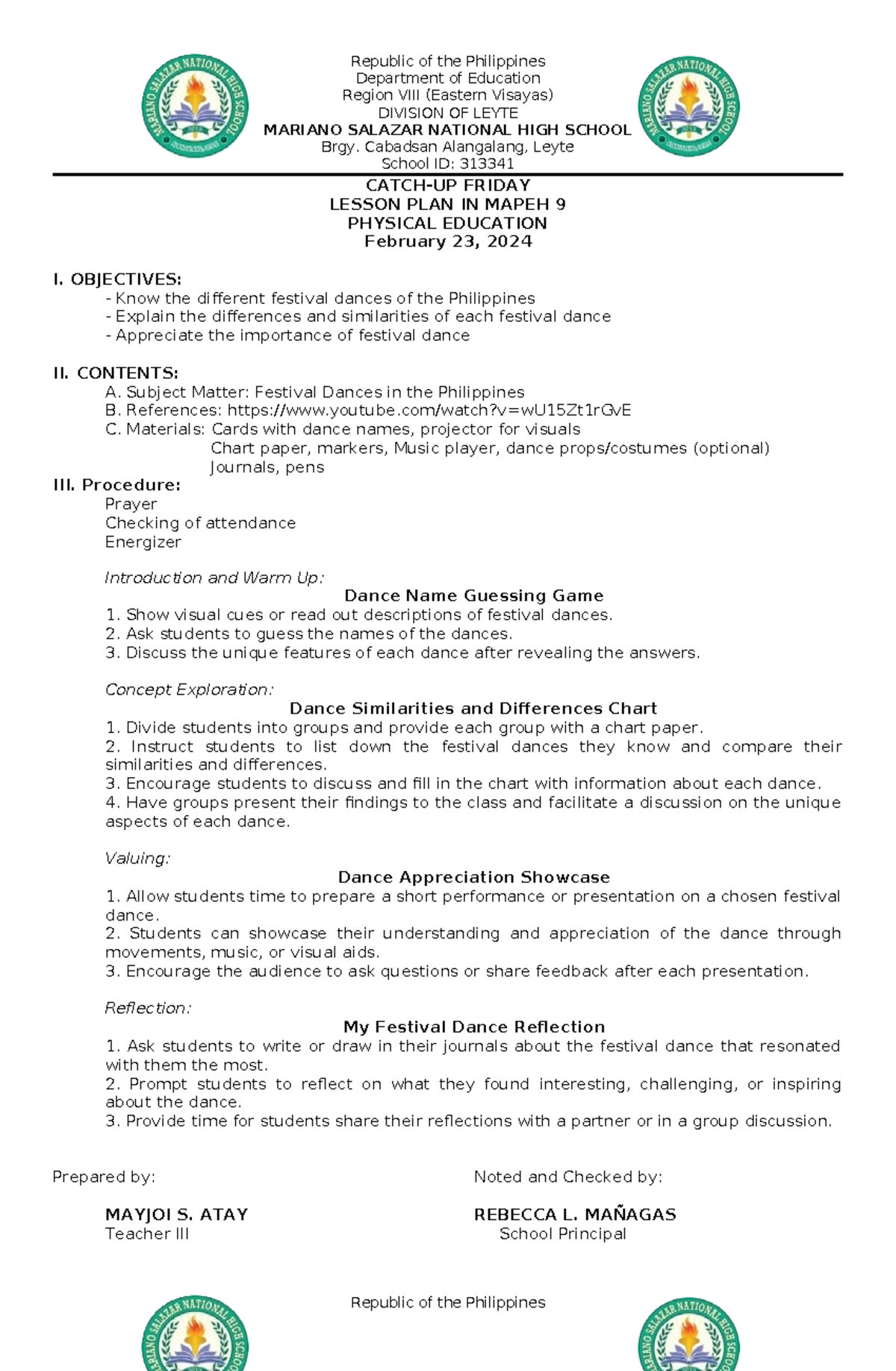 Lesson plan 10 - REPORTS - Republic of the Philippines Department of ...