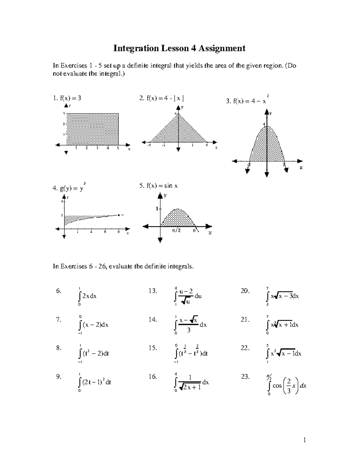 Math 31 - Integration Lesson 4 Assignment - Integration Lesson 4 ...