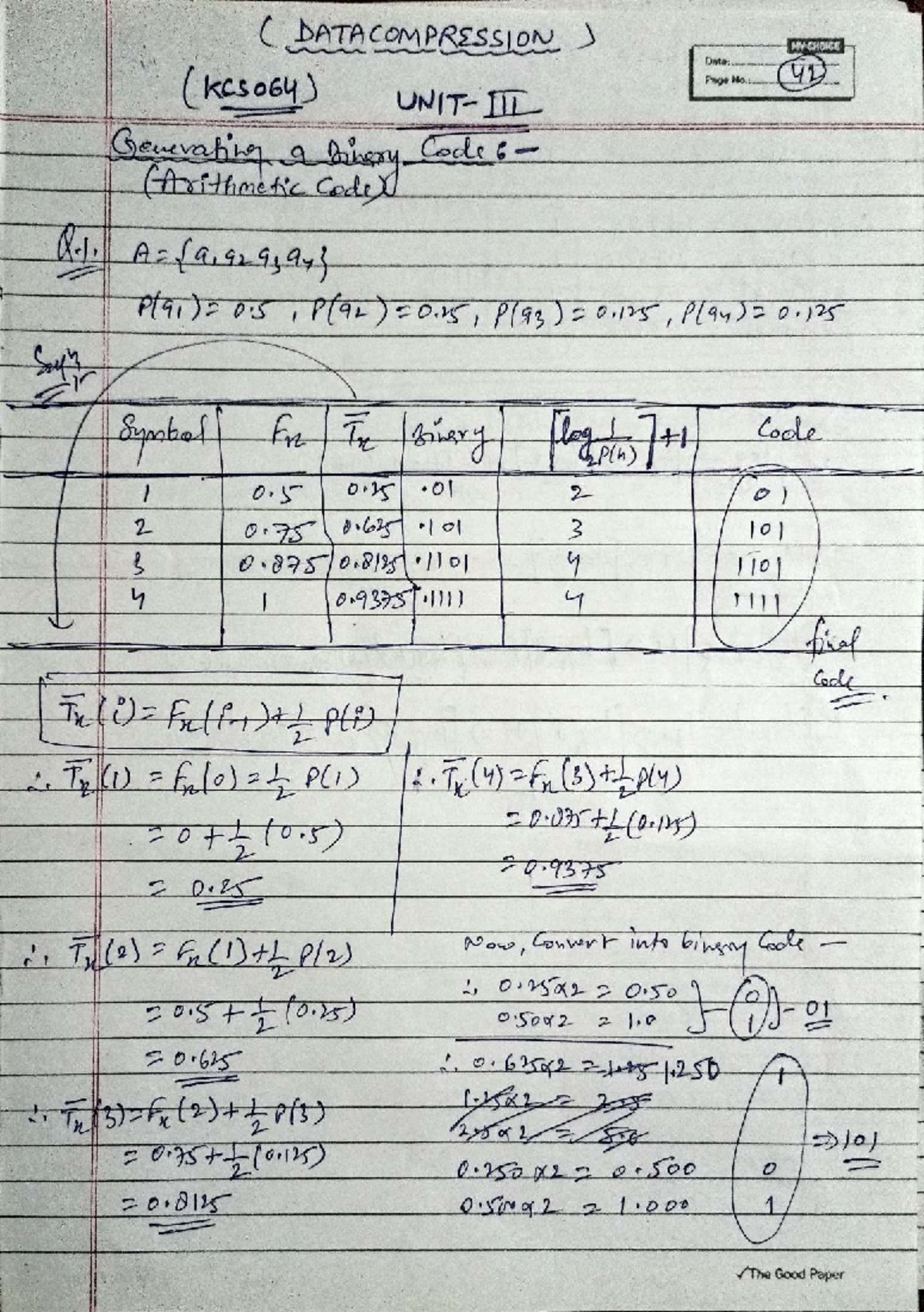 DC-PART 2: Data Compression Notes - Studocu