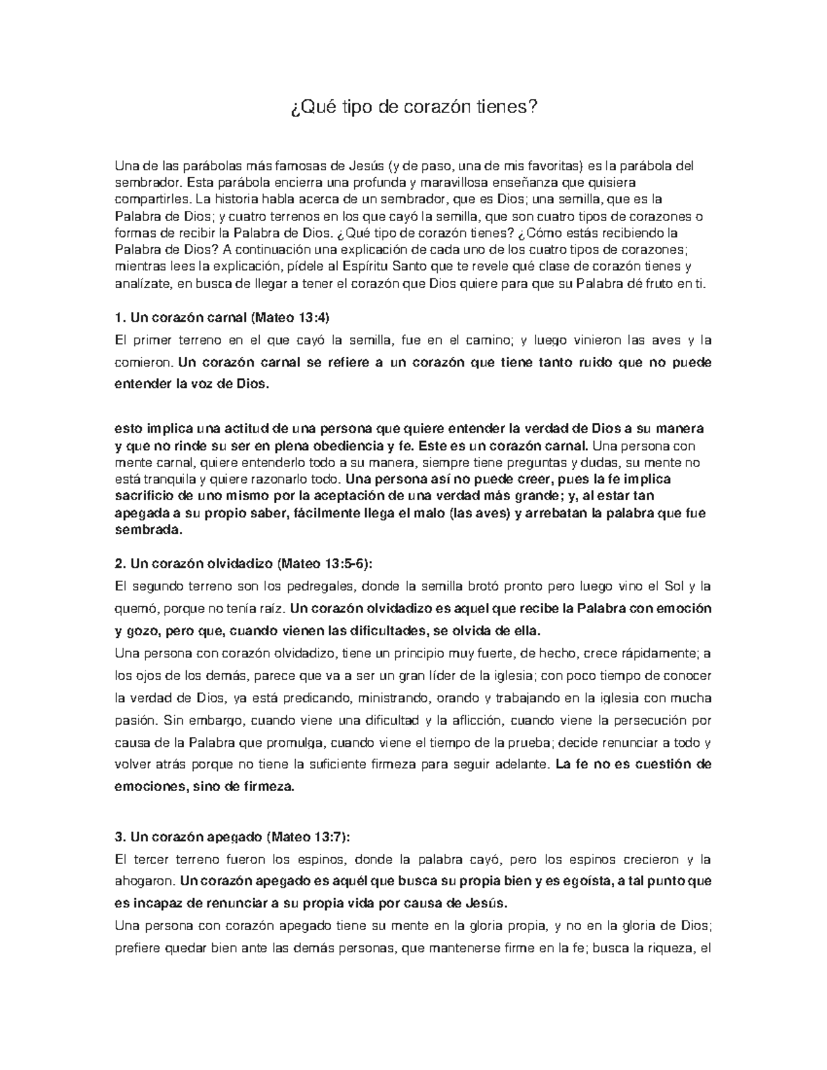 Qué Tipo de Corazón Tienes? Reflexiones sobre la Parábola del Sembrador ...