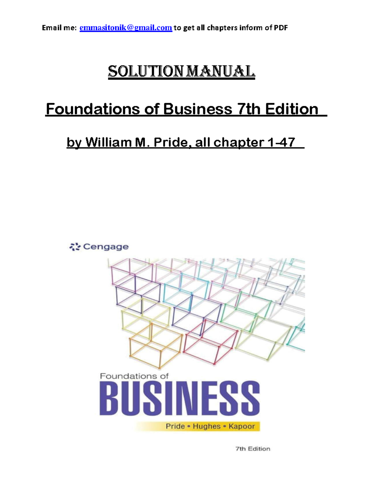 Solution Manual for Foundations of Business (BUS 101) 7th Ed. by Pride ...