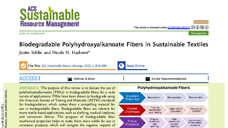 Biodegradable Polyhydroxyalkanoate Fibers in Sustainable Textiles: PHA ...