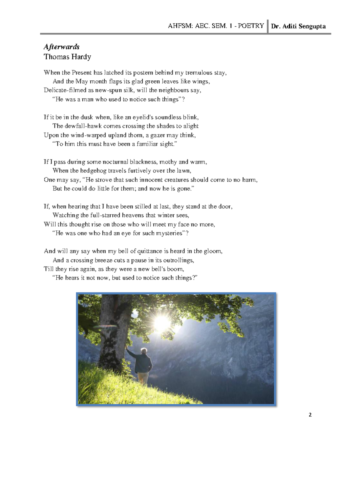 AHFSM: AEC. SEM. 1 POETRY - Analysis of Thomas Hardy's "Afterwards ...