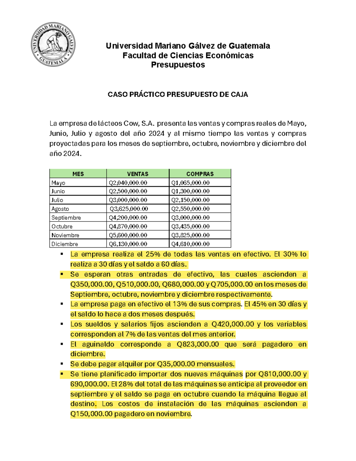 CASO PRÁCTICO 2: Análisis del Presupuesto de Caja 2024 - Studocu