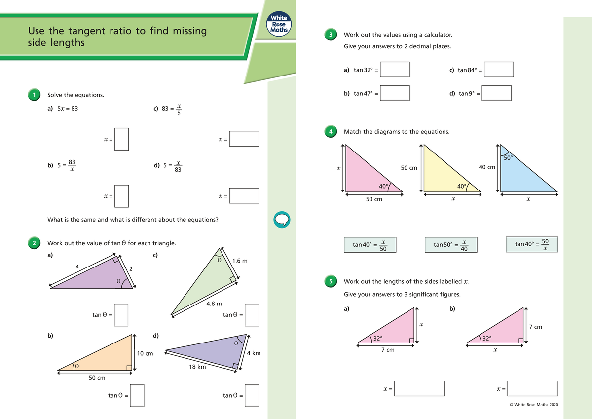 Tangent Ratio Applications for Finding Missing Side Lengths 2020 - Studocu