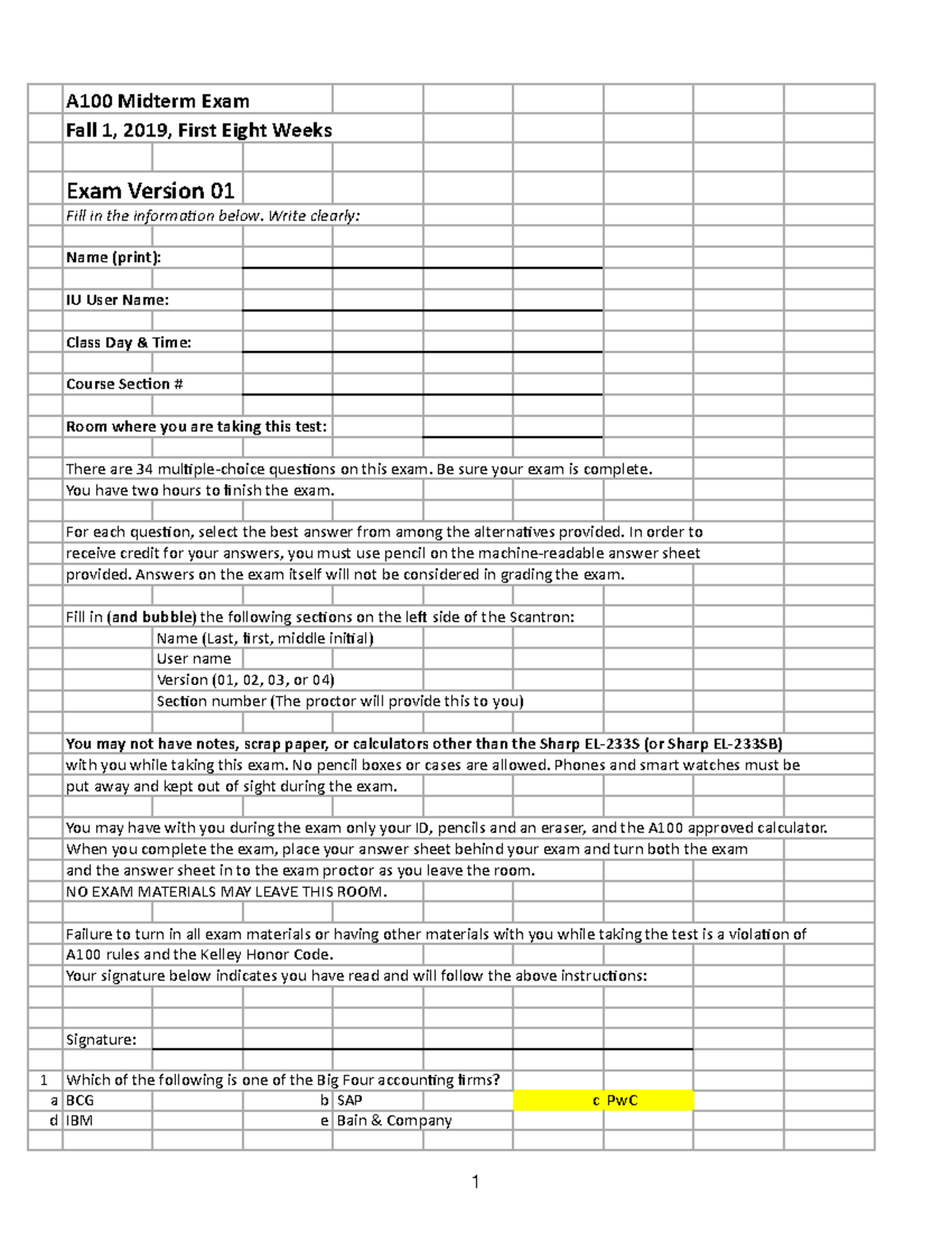 A100 Practice Midterm Exam with Answers - Fall 1, 2019 - Studocu