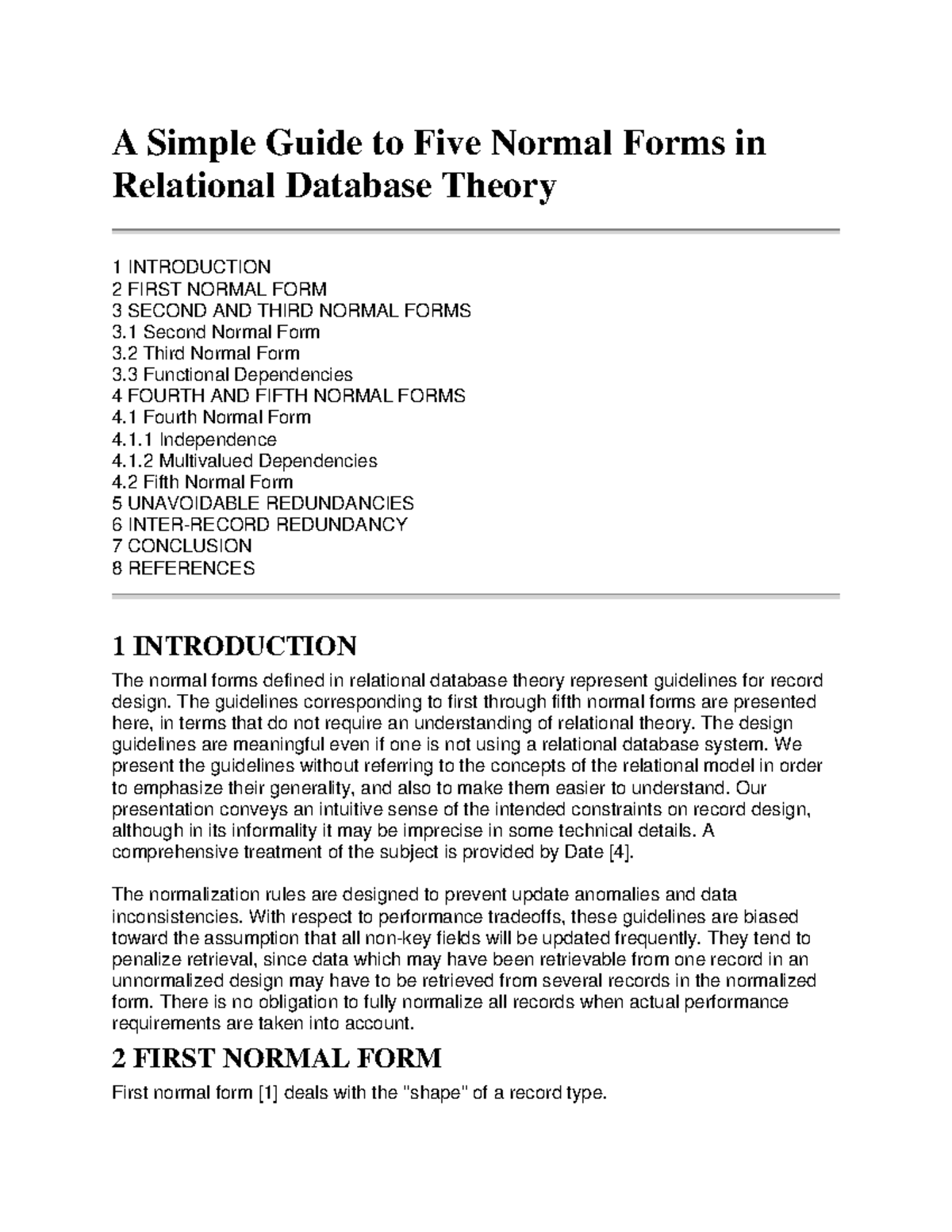 Simple guide to five normal forms in relational database theory - A ...